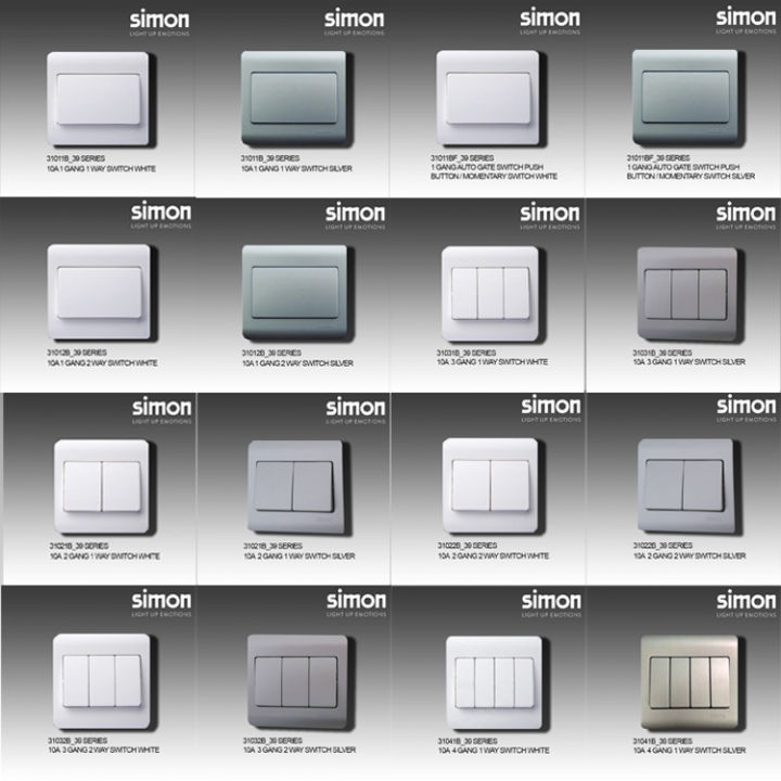 Simon 39 Series Socket Modern Switch Design Wall Door Bell Gate Plug 10A 13A 20A Switches ...