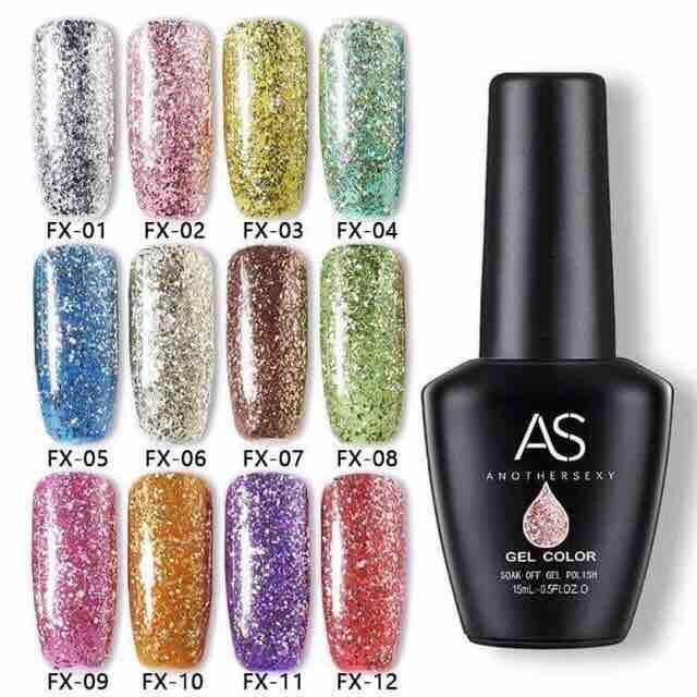 1pc AS Gel Polish Glitter Series 15ml 12 colors to choose | Lazada