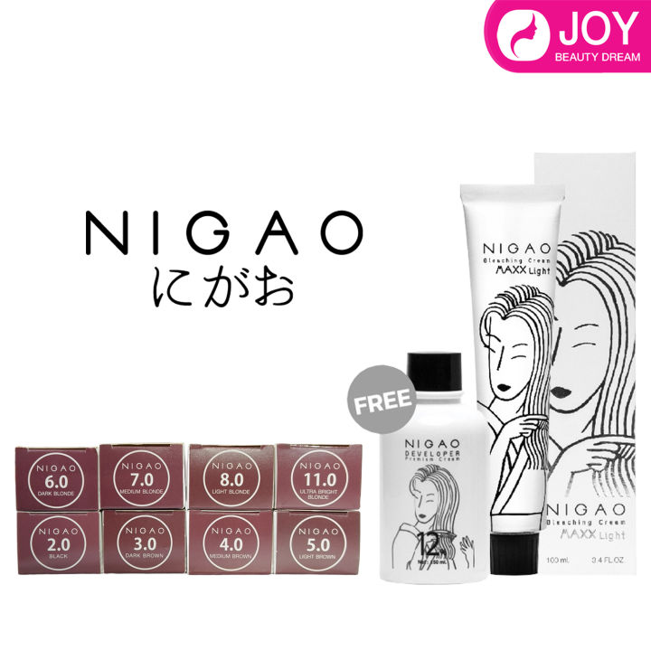 สีย้อมผมนิกาโอะ (NIGAO) ฟรีไฮโดเจน(3%-12%) | Lazada.co.th