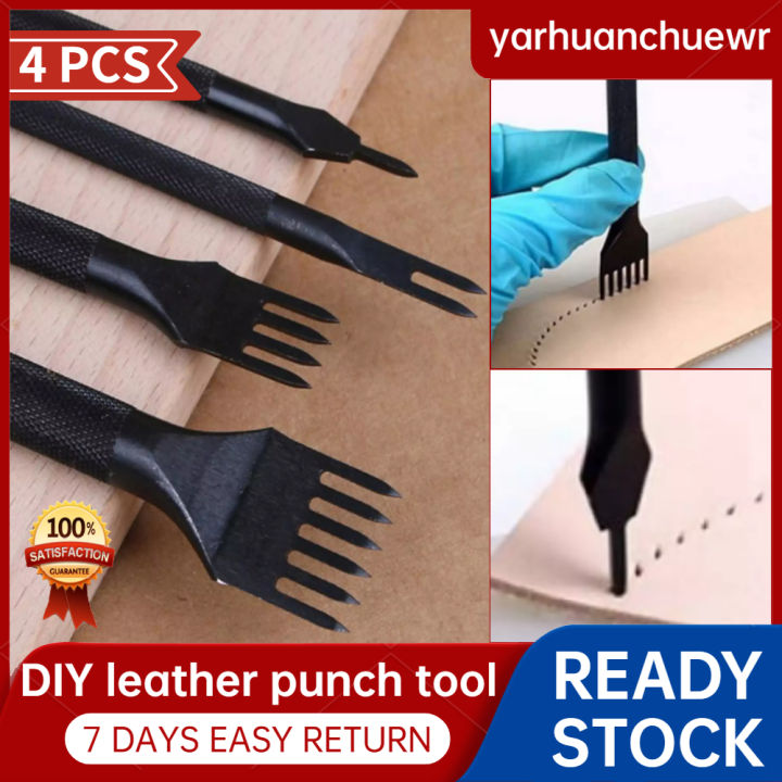 Leather Punch Tool Set 4pcs 4mm Spacing Iron Diamond Cut Prick DIY ...