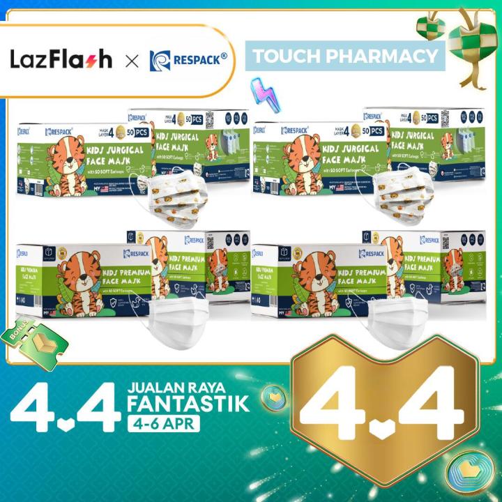 RESPACK 3PLY/4PLY KIDS Surgical Face Mask - TIGO/WHITE 50's/BOX | Lazada