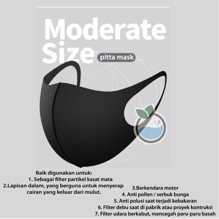 MASKER MULUT DAN HIDUNG PELINDUNG DEBU DAN BAU WARNA HITAM | Lazada ...