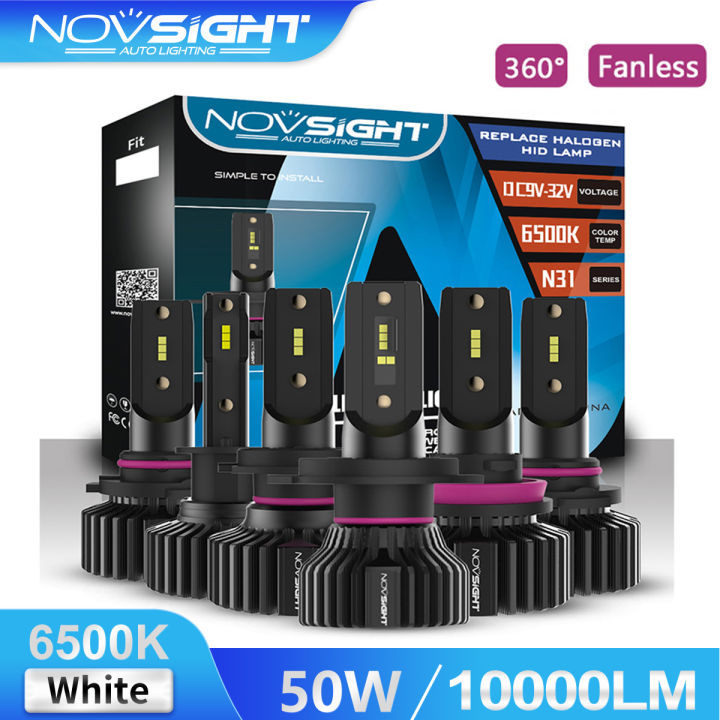Fanless Novsight N31 ไฟหน้ารถ LED 9005(HB3) 9006(HB4) H1 H4 H7 H11 ชุดหลอดไฟหน้า LED ไฟตัดหมอก ...