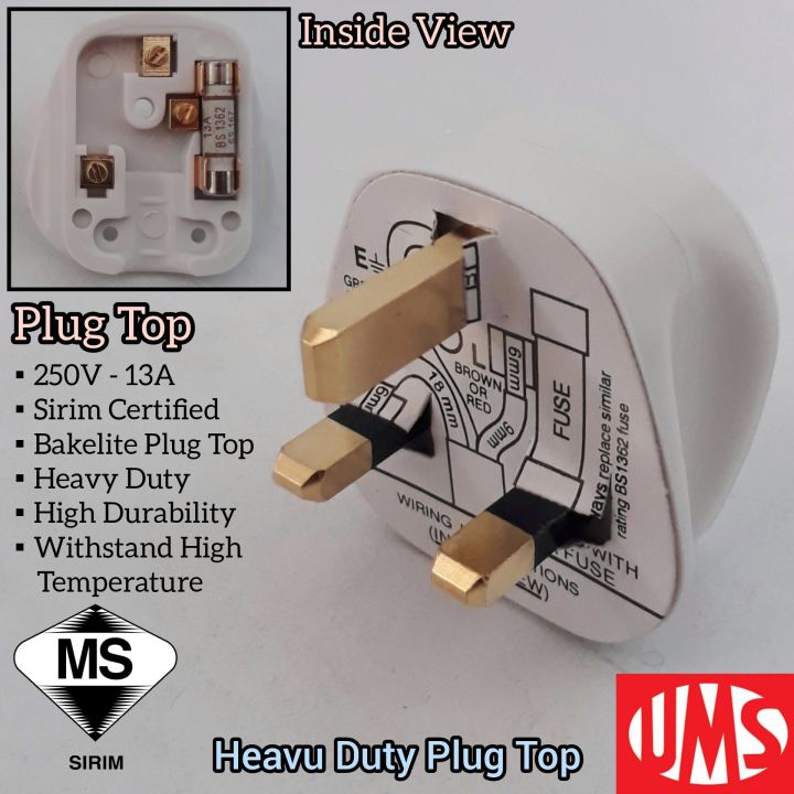 UMS Heavy Duty Bakelite Plug Top For Home Household Electrical ...