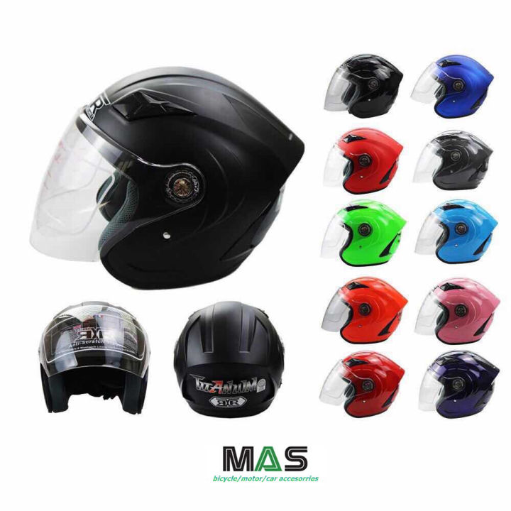MAS AUTO Motorcycle Helmet RXR 007 Open Face Single Visor Black Lens ...