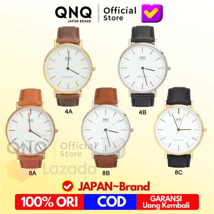 Jam Tangan Pria Q&Q Original | QNQ Analog Cowok Ori | QQ Tali Kulit Leather | Kado Ulang Tahun ...