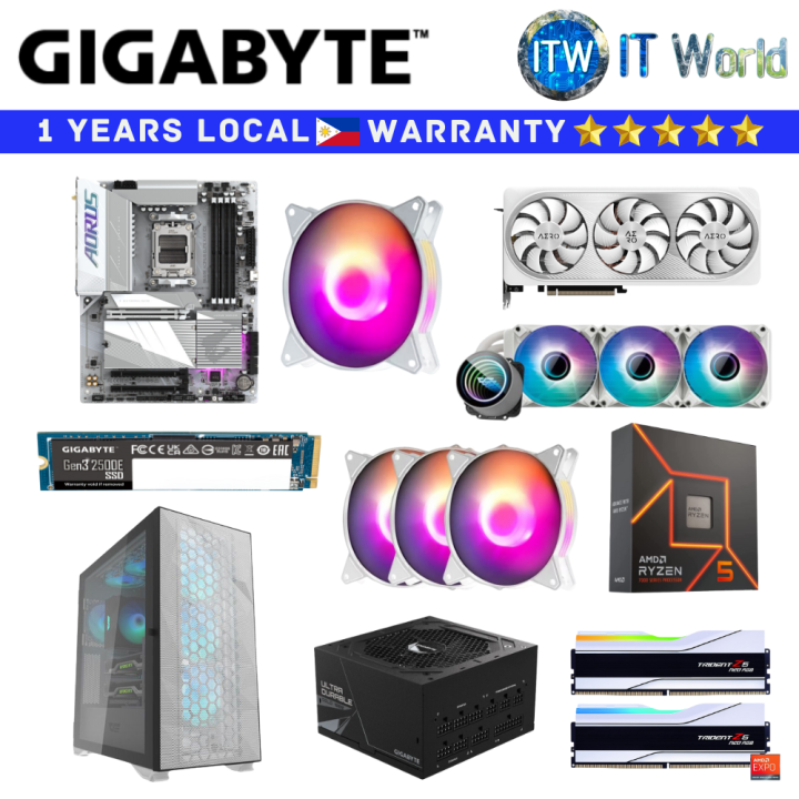 Gaming PC Desktop Computer Set Gigabyte Commander Build 5 7600X 4070 ...