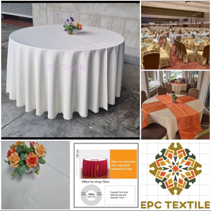 🛒5 Kaki Alas Meja Bulat (3 Meters) 5' Round Table Cloth Full Cover (3 ...
