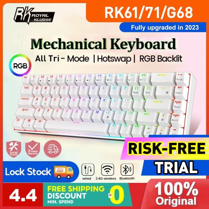 Royal Kludge RK61/68/71 Bluetooth Wireless Mechanical Keyboard Tri-Mode Hotswap RGB Gaming ...