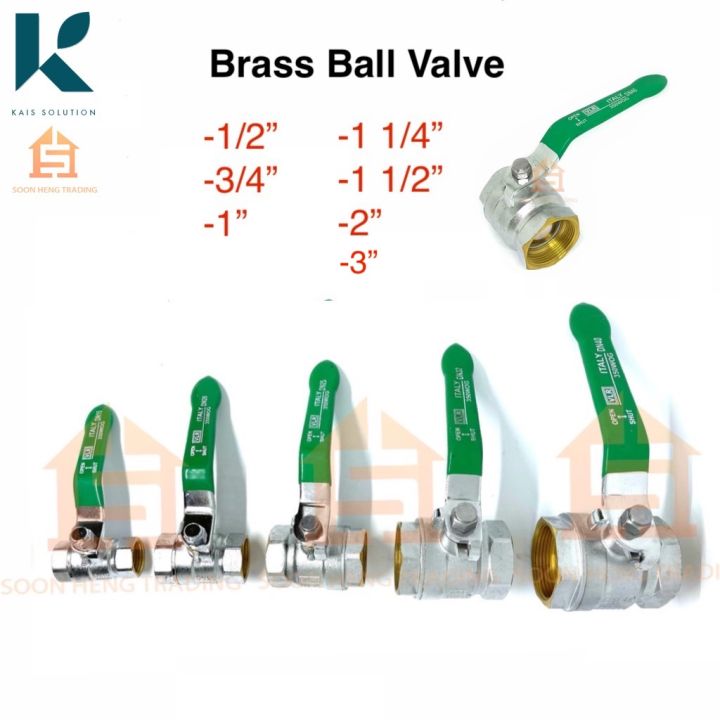 VLR ITALY Brass Ball Valve 1/2", 3/4", 1", 1-1/4", 1-1/2" /2"/3" Handle ...