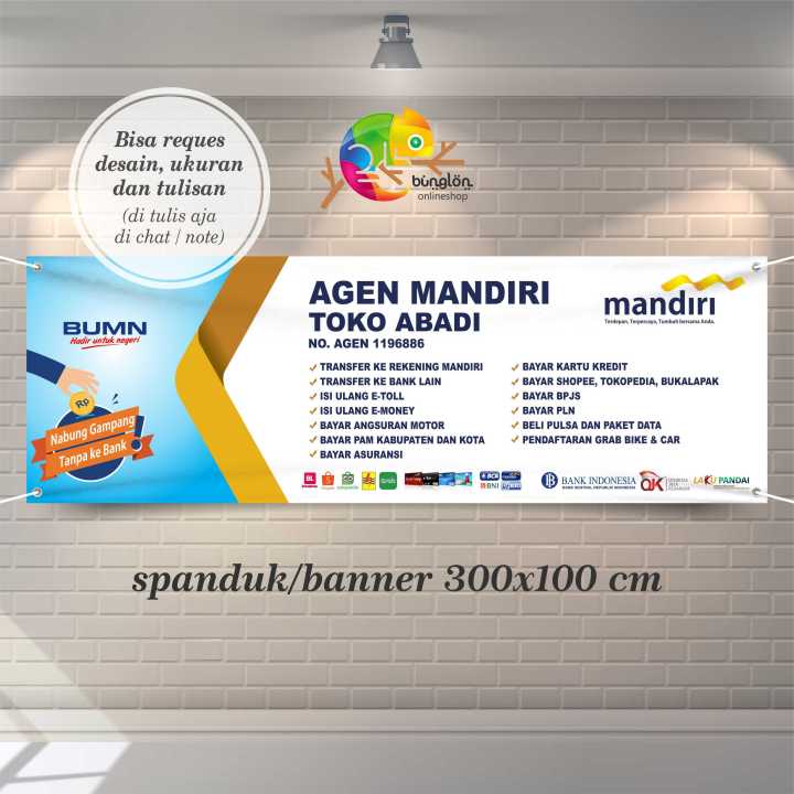 Spanduk Banner Agen Mandiri Custom Desain Free Desain | Lazada Indonesia