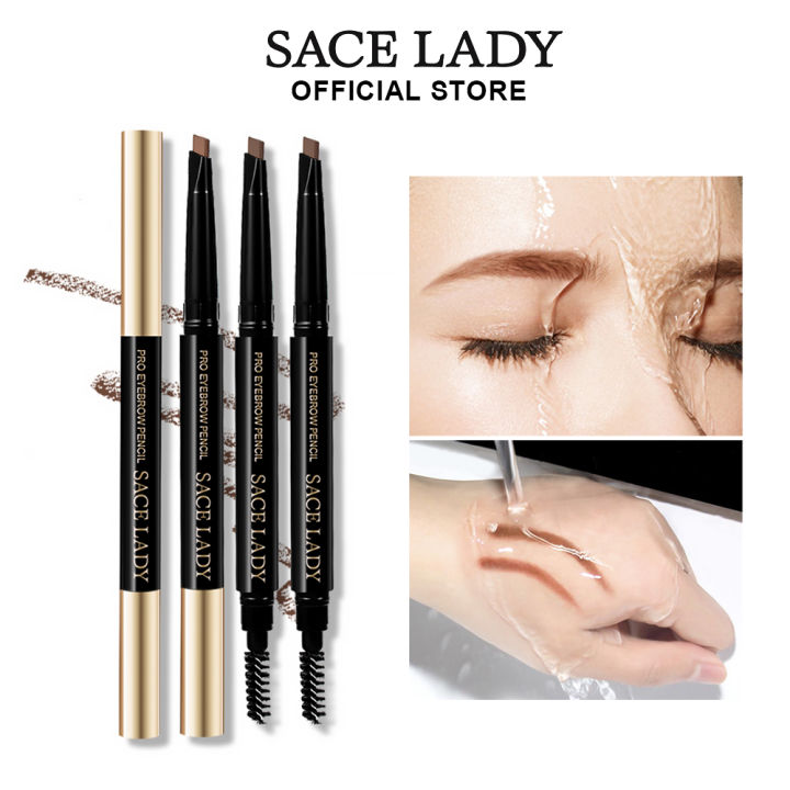 SACE LADY Eyebrow Pencil Waterproof with Brush Brown Black Eye Brow Pen Make Up Sweat-proof ...
