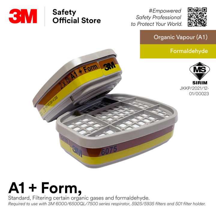 3M™ 6075 (CE & SIRIM) Formaldehyde & Organic Vapour A1 + Form Filter ...