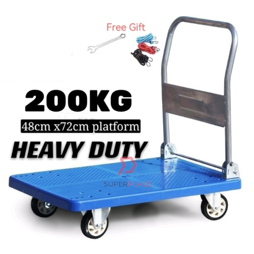 200kg Heavy Duty Plastic Platform Trolley Troli Cart Hand Truck Trolley ...