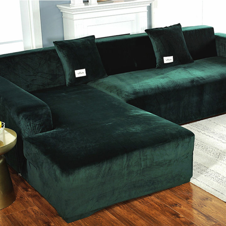 Thick Velvet Sofa Cover Elastic Fabric Sectional Sofa Couch Chair ...