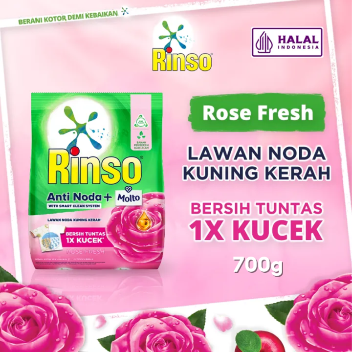 Rinso Molto Detergent Bubuk Deterjen Anti Noda Rose Fresh 700gr ...