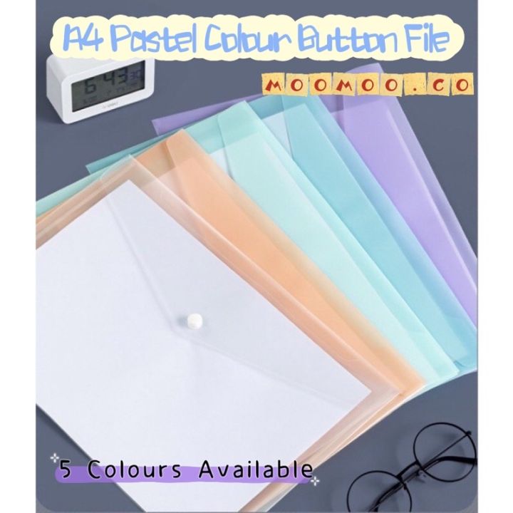 [NEW] A4 Size Pastel Colour Button File Folder 莫兰迪系列 A4 文件袋 资料收纳袋子 | Lazada