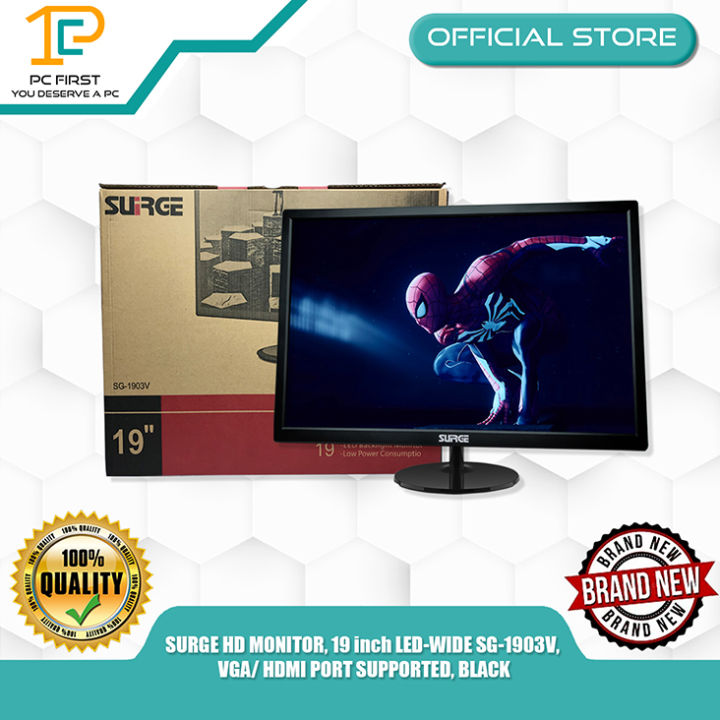 SURGE HD MONITOR, 19inc LED-WIDE SG-1903V, VGA/ HDMI PORT SUPPORTED ...