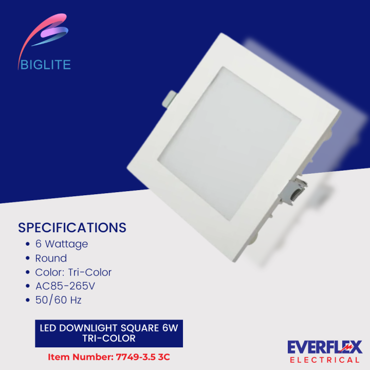 LED DOWNLIGHT 6W TRI-COLOR (SQUARE) | Lazada PH