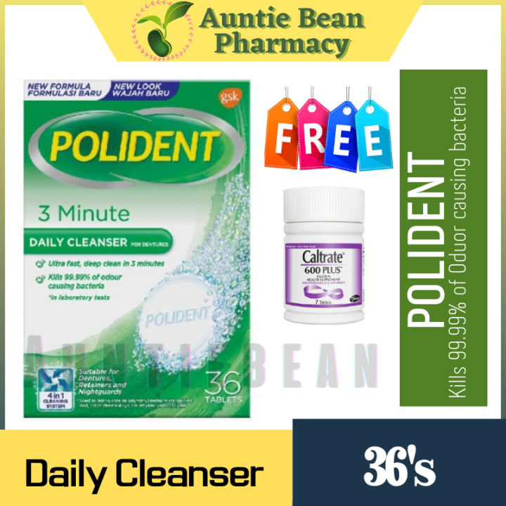 Polident Daily Cleanser For Dentures 36 Tablets ------ FOC Caltrate 7 ...