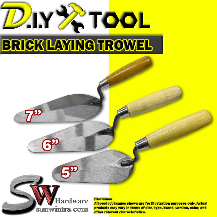 SW Hardware 5 / 6 / 7 Inch Professional Brick Laying Trowel Bricklaying ...