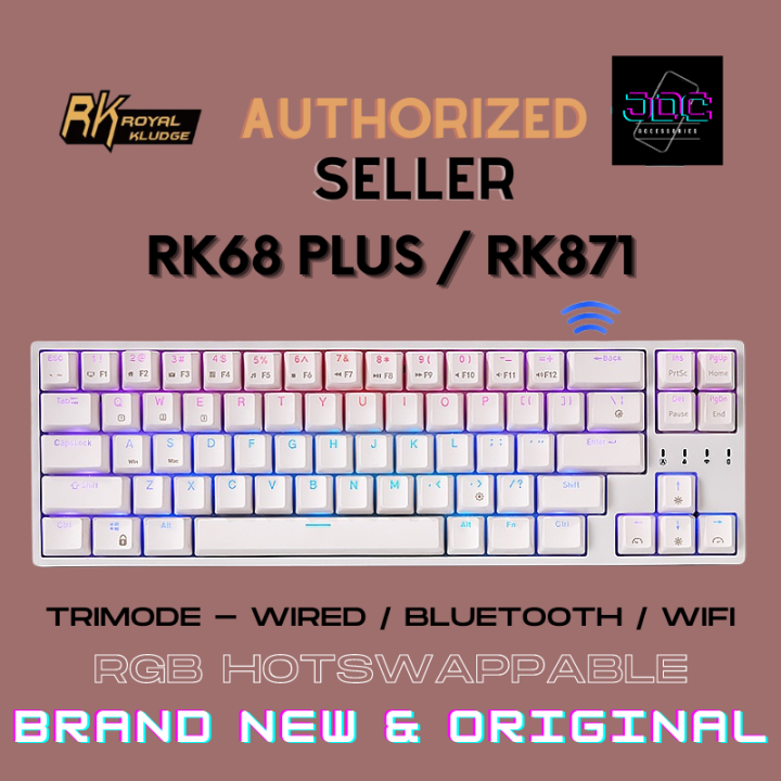 Royal Kludge RK68 Plus RK871 RGB Hotswap Wired Wireless Bluetooth Mechanical Keyboard Gaming ...