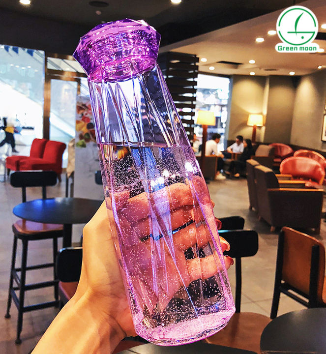 Green Moon Glass Bottle Tumbler 500ml Creative diamond thick water cup ...