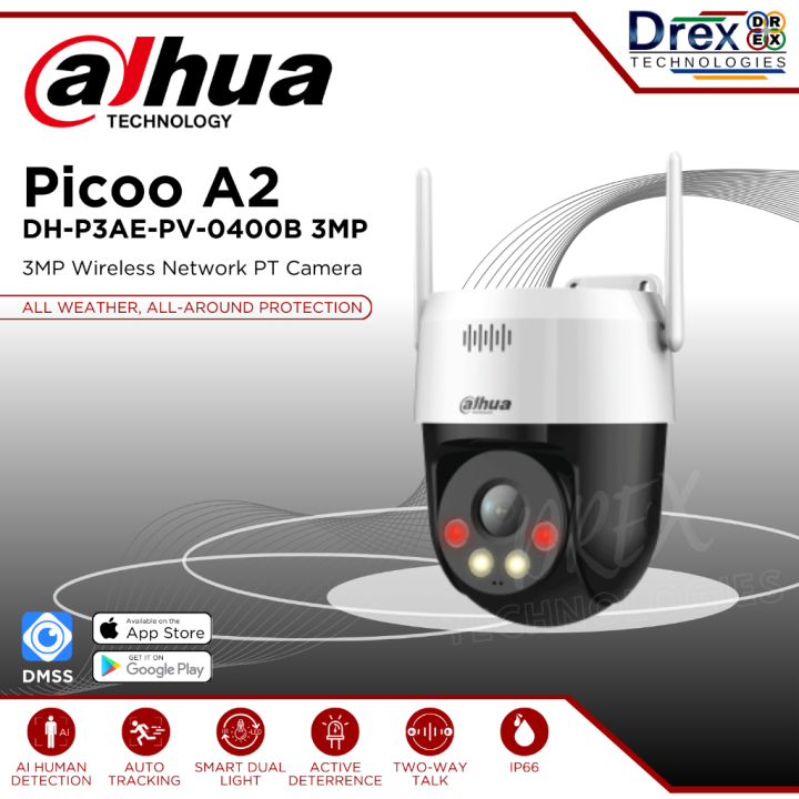 Dahua Picoo A2 3MP (DH-P3AE-PV-0400B) Outdoor Pan/Tilt Wi-Fi Camera | Lazada PH