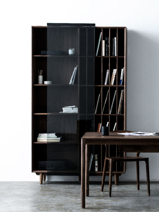 12: 00 Slow thousands of books Pavilion Black Walnut Solid Wood Simple ...