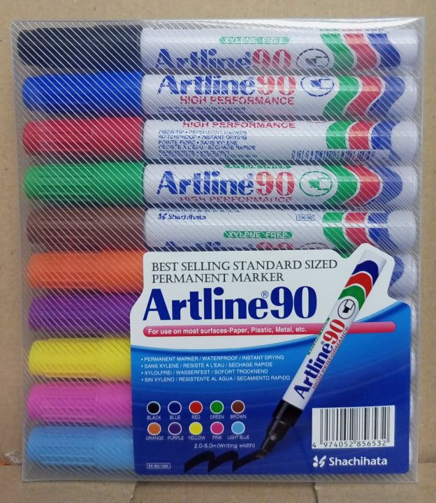 ARTLINE 90 PERMANENT MARKER SET OF 10PCS (EK-90/10W)-CHISEL NIB | Lazada