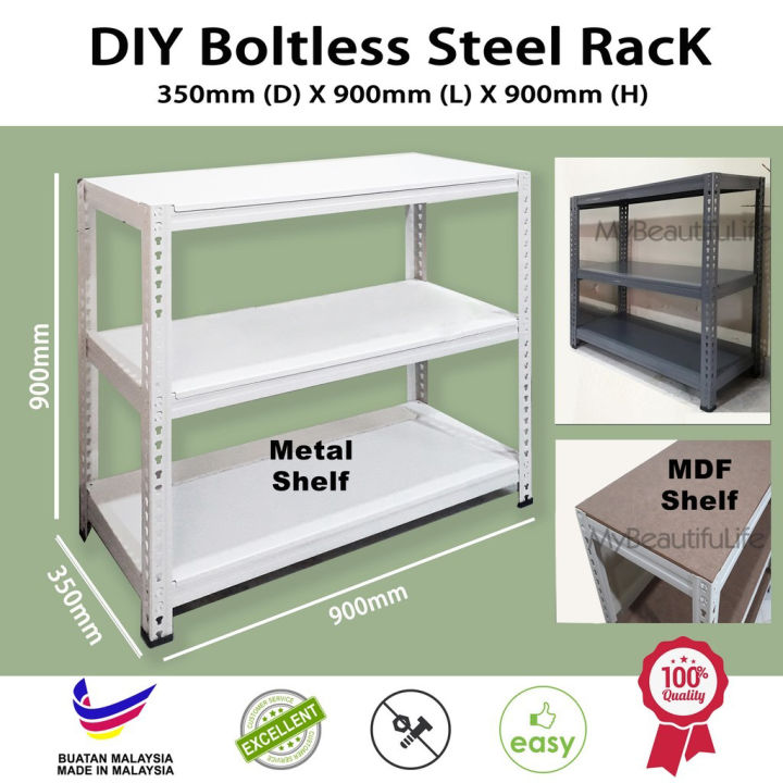 DIY Boltless Rack 3 Levels 3ft Height Steel Rack HOMESUPPLY | RAK BESI ...