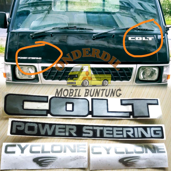 Sticker Emblem Kabin Depan L300 Colt Power Steering Cyclone Original ...