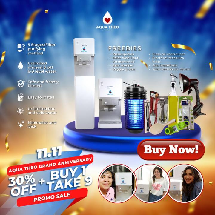FREE 9 ITEMS- AQUA THEO SEMTER CF-017 STAND / HALD TYPE HOT AND COLD WATER PURIFIER PURIFIED ...