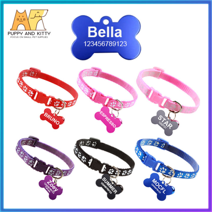 Dog name Tag Custom Pet cat Engraved Name Tags with collar | Lazada PH