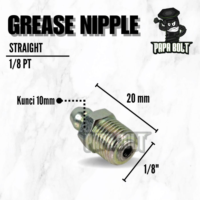 Grease Nipple / Nepel Grease (Steel) SANWA S.K 1/8 PT 180° Lurus | Lazada Indonesia