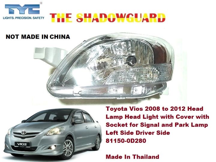 Toyota Vios 2008 Head Lamp HeadLight Signal Park Lamp Left Side Driver ...