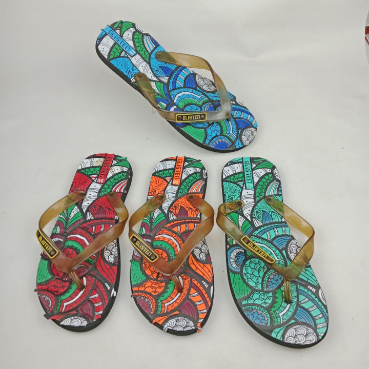 Sendal Jepit Pria Motif Batik Warna & Tekstur Premium Glisten Batik ...