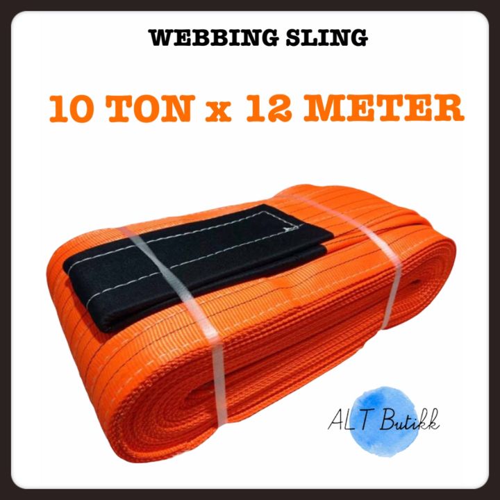 WEBBING SLING 10 TON X 12 METER | TALI ANGKAT | WEBING BELT 10T x 12 M ...