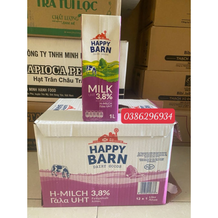 Sữa tươi không đường tiệt trùng nguyên kem HAPPY BARN 3,8% 1 Lít/ Hộp ...