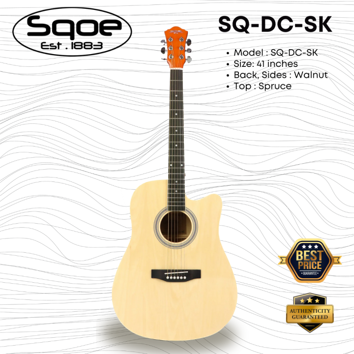 SQOE SQ-DC-SK 41 Inch Acoustic Guitar w Arm Bevel ( SQDCSK / SQ DC SK ) | Lazada