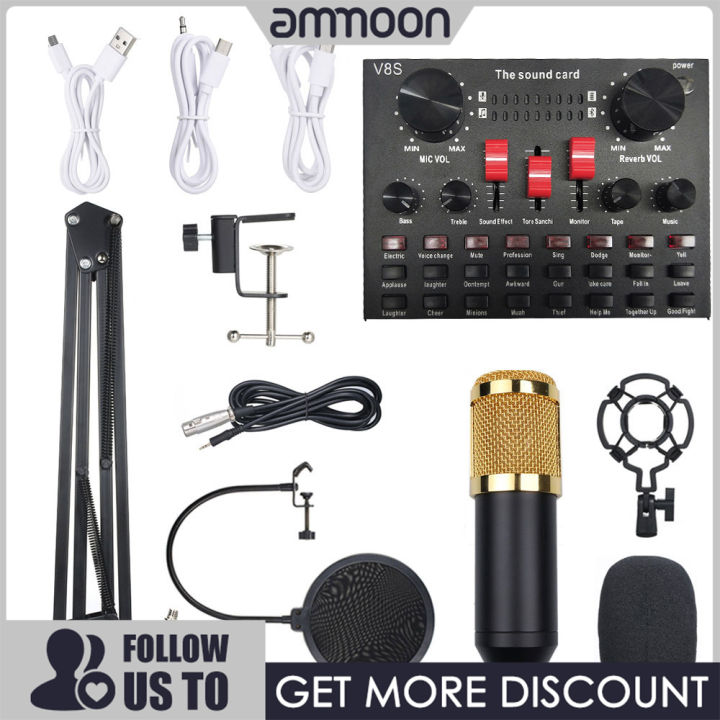 [ammoon]Multi-functional Live Sound Card BM800 Microphone Set Audio ...