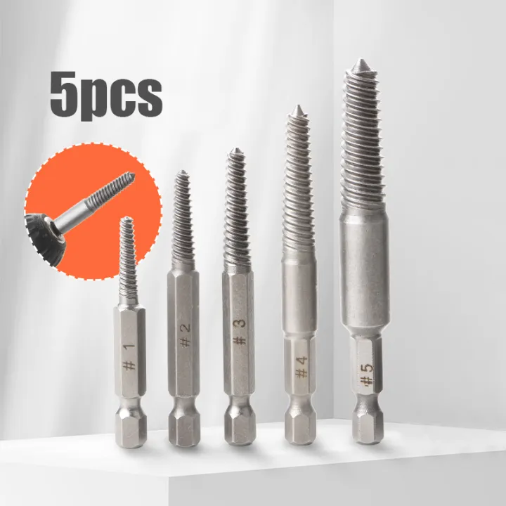 5Pcs Broken Screw Extractor Set Damaged Bolt Removal Center Drill Bits ...