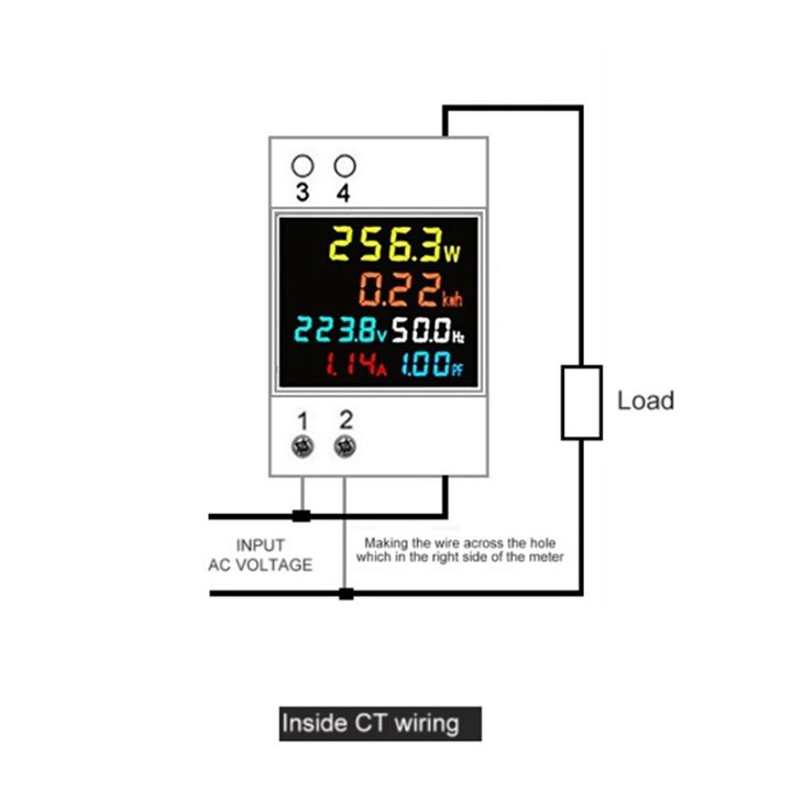Din Rail AC Monitor 6IN1 100A Voltage Current Power Factor Active KWH ...
