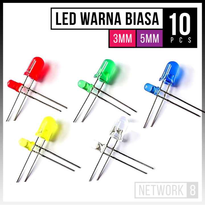 10PCS LAMPU LED 3MM LED 5MM WARNA CERAH LIGHT EMITTING DIODE ...