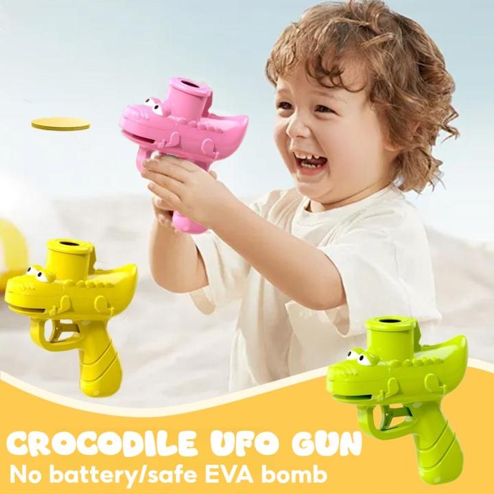 LWILLSM Crocodile-Shaped Soft Disc Launcher Gun for Kids - Flying Disc ...