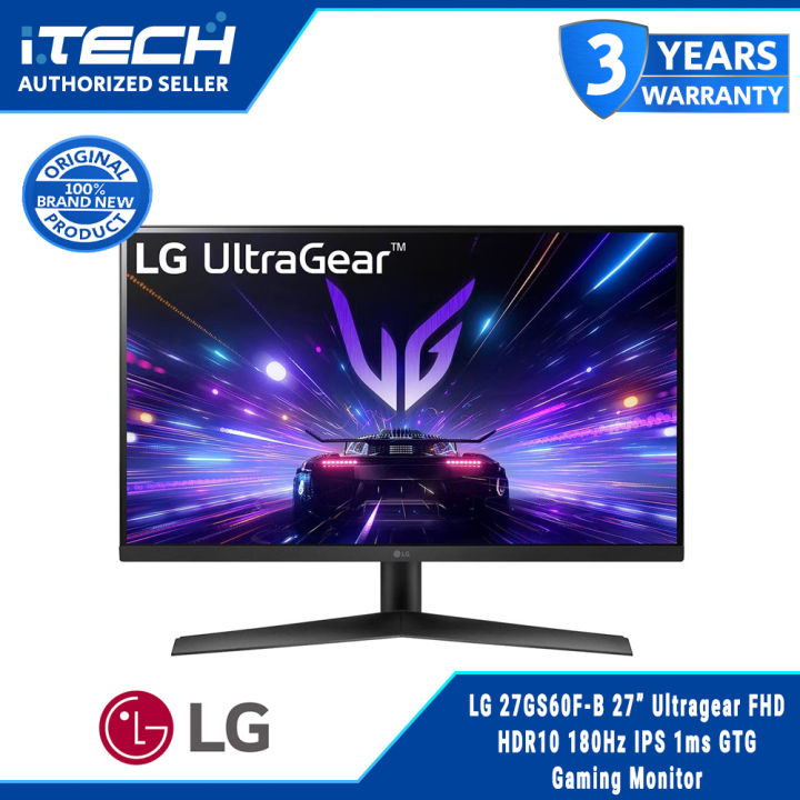 LG 27GS60F-B 27” Ultragear FHD HDR10 180Hz IPS 1ms GTG Gaming Monitor ...