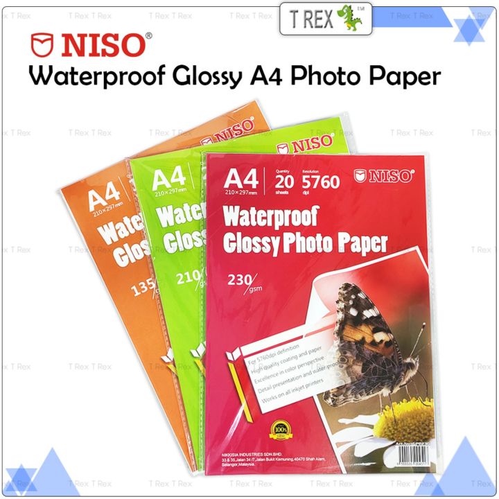 Niso Waterproof A4 Glossy Photo Paper / Photo Inkjet Printing Paper ...
