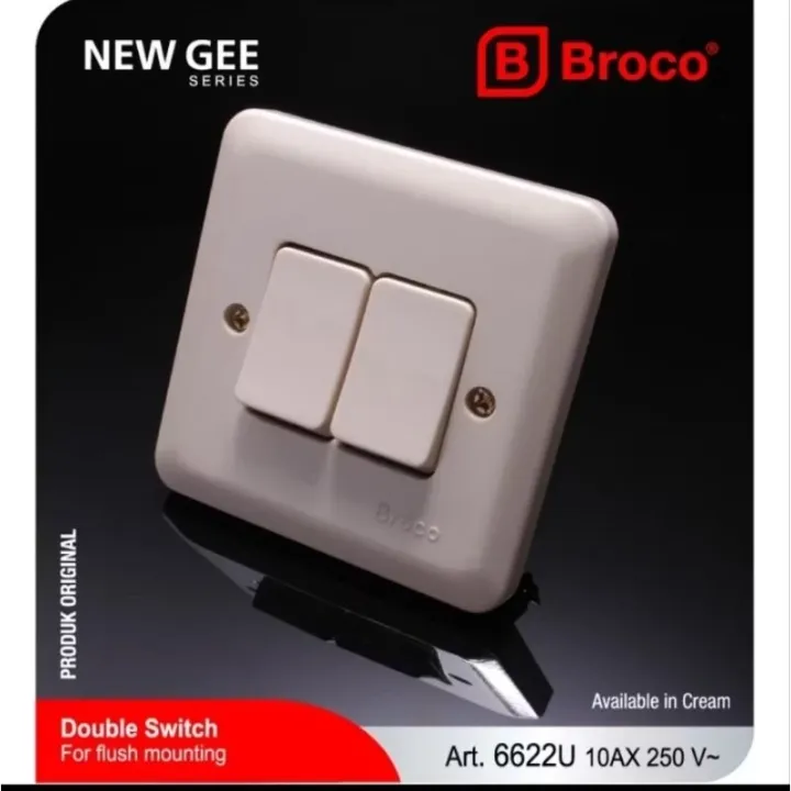 Saklar Seri Broco New Gee IB Cream (6622U) Double Switch Inbow Tanam ...