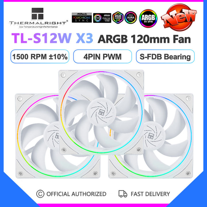 Thermalright Tl S12 W X3 Case Fan 4pin Pwm 120mm Cpu Cooling Fan 1500rpm Shenguang Synchronous