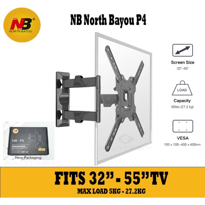 North Bayou NB P4 Full Motion Cantilever Mount 32 - 55 inch fits flat ...
